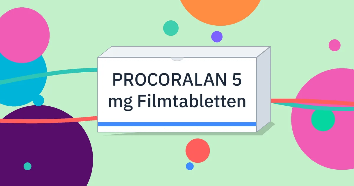 Symbolbild: Packung mit der Aufschrift PROCORALAN 5 mg Filmtabletten (PZN 10004795) – Verfügbarkeit und Bezug in Apotheken in Frankfurt am Main