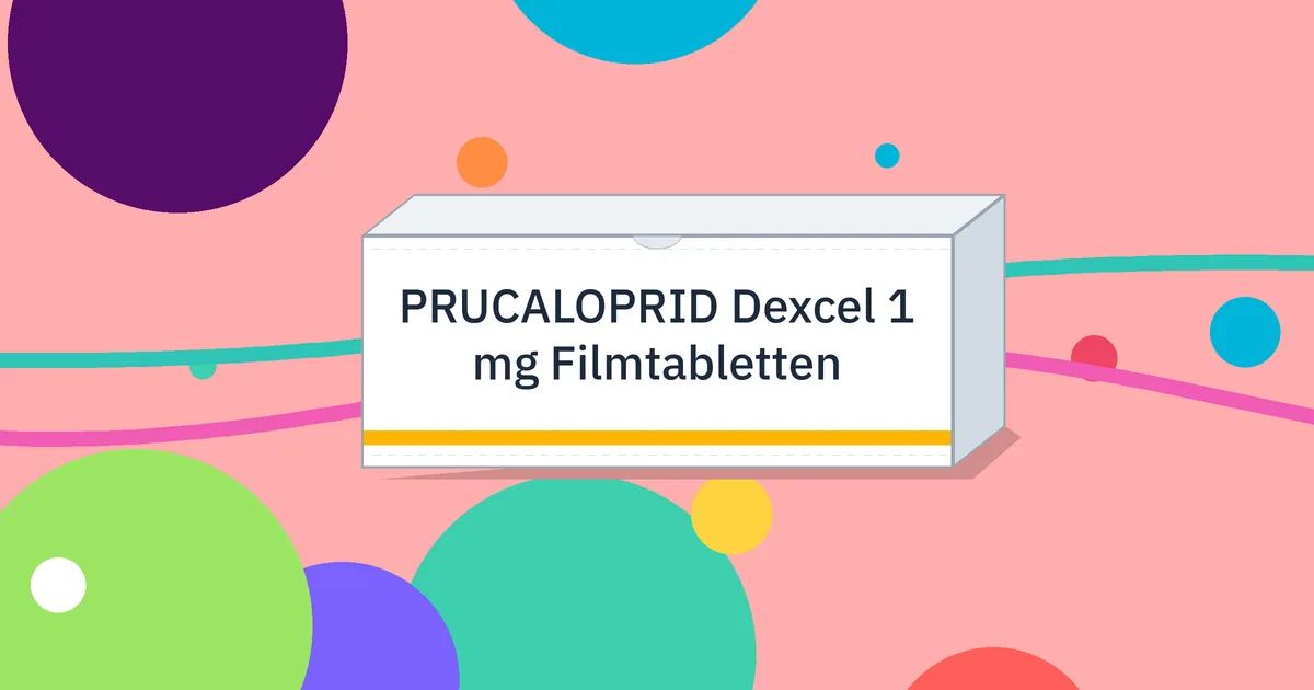 Symbolbild: Packung mit der Aufschrift PRUCALOPRID Dexcel 1 mg Filmtabletten (PZN 16806225) – Verfügbarkeit und Bezug in Apotheken in Frankfurt am Main