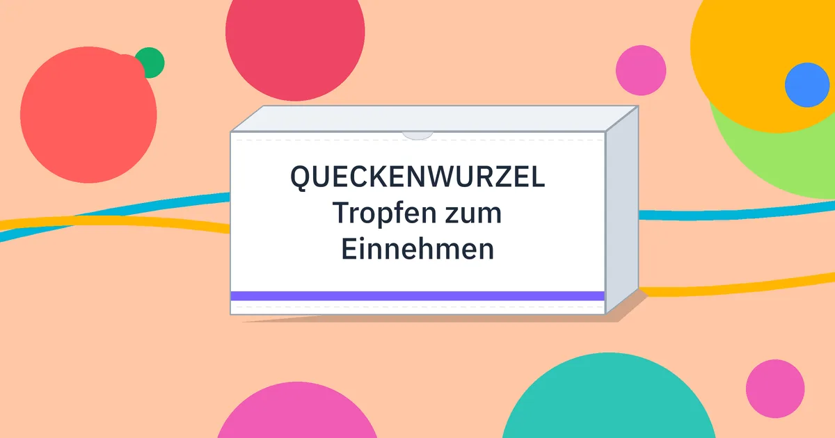 Symbolbild: Packung mit der Aufschrift QUECKENWURZEL Tropfen zum Einnehmen (PZN 11867251) – Verfügbarkeit und Bezug in Apotheken in Frankfurt am Main