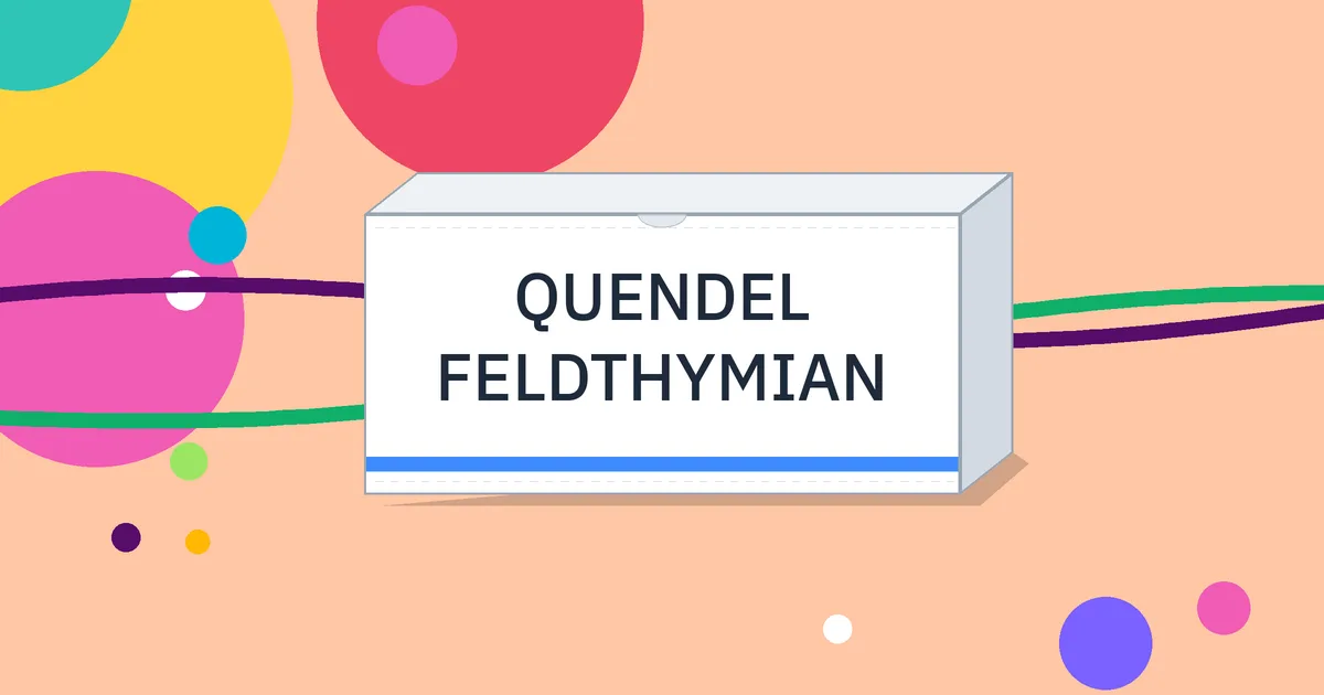 Symbolbild: Packung mit der Aufschrift QUENDEL FELDTHYMIAN (PZN 08465939) – Verfügbarkeit und Bezug in Apotheken in Frankfurt am Main