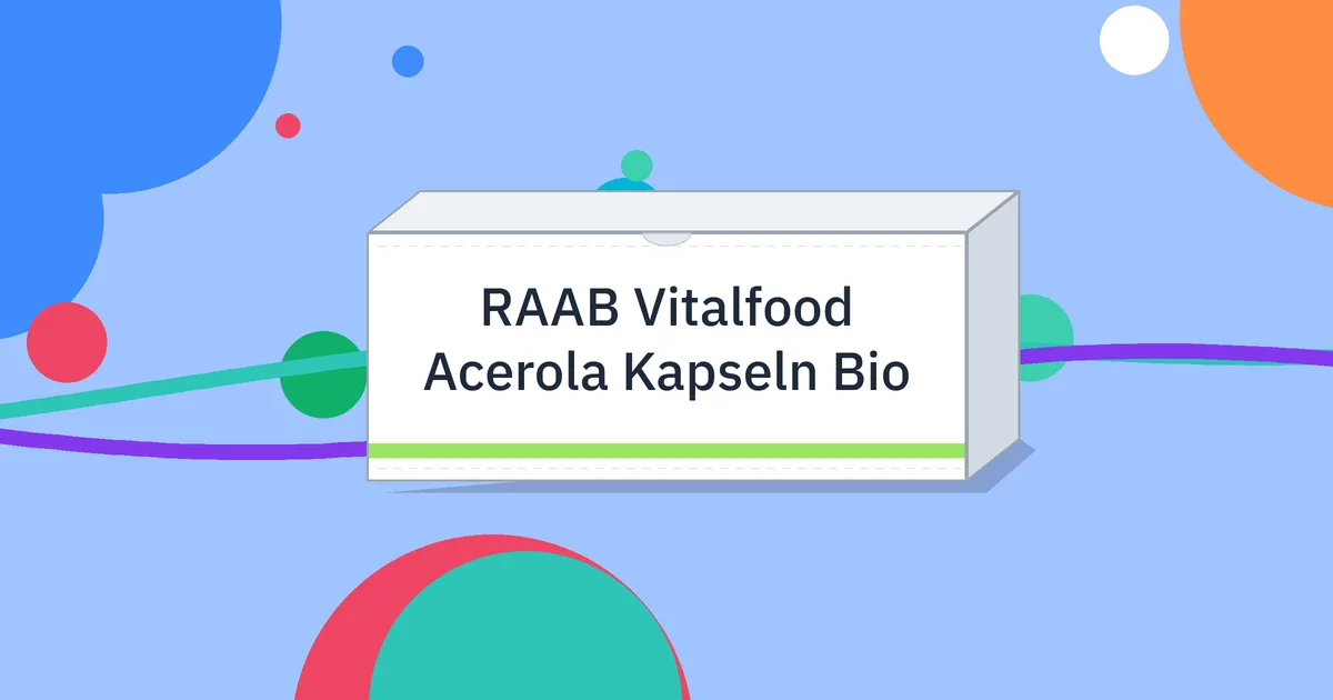 Symbolbild: Packung mit der Aufschrift RAAB Vitalfood Acerola Kapseln Bio (PZN 19405107) – Verfügbarkeit und Bezug in Apotheken in Frankfurt am Main