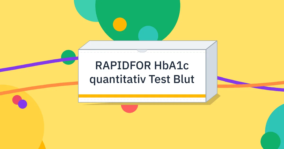 Symbolbild: Packung mit der Aufschrift RAPIDFOR HbA1c quantitativ Test Blut (PZN 19538311) – Verfügbarkeit und Bezug in Apotheken in Frankfurt am Main