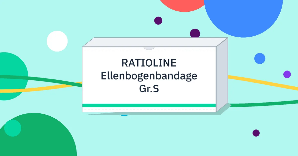 Symbolbild: Packung mit der Aufschrift RATIOLINE Ellenbogenbandage Gr.S (PZN 17872810) – Verfügbarkeit und Bezug in Apotheken in Frankfurt am Main