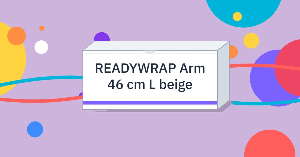 Symbolbild: Packung mit der Aufschrift READYWRAP Arm 46 cm L beige (PZN 16567200) – Verfügbarkeit und Bezug in Apotheken in Frankfurt am Main