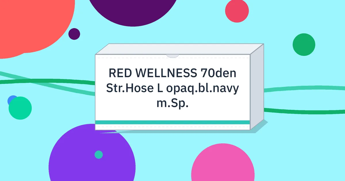 Symbolbild: Packung mit der Aufschrift RED WELLNESS 70den Str.Hose L opaq.bl.navy m.Sp. (PZN 16176675) – Verfügbarkeit und Bezug in Apotheken in Frankfurt am Main