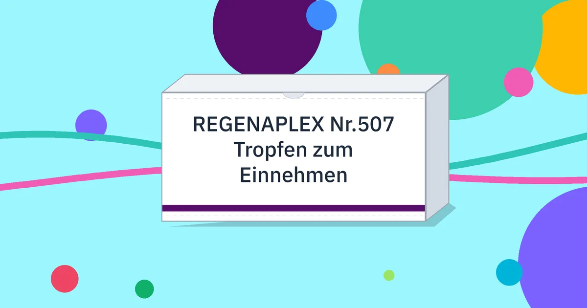 Symbolbild: Packung mit der Aufschrift REGENAPLEX Nr.507 Tropfen zum Einnehmen (PZN 02643883) – Verfügbarkeit und Bezug in Apotheken in Frankfurt am Main