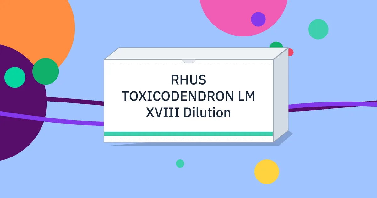 Symbolbild: Packung mit der Aufschrift RHUS TOXICODENDRON LM XVIII Dilution (PZN 02669055) – Verfügbarkeit und Bezug in Apotheken in Frankfurt am Main