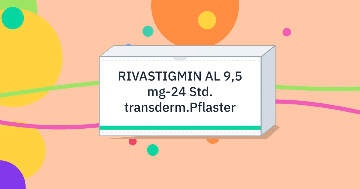 Symbolbild: Packung mit der Aufschrift RIVASTIGMIN AL 9,5 mg-24 Std. transderm.Pflaster (PZN 11657660) – Verfügbarkeit und Bezug in Apotheken in Frankfurt am Main