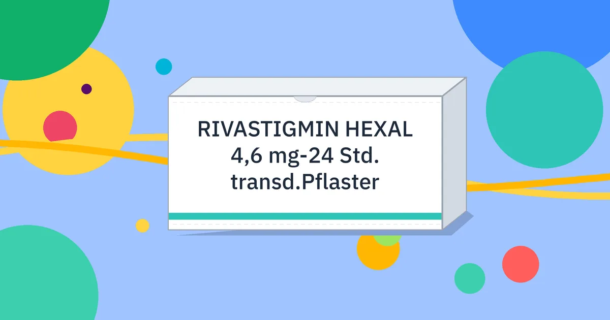Symbolbild: Packung mit der Aufschrift RIVASTIGMIN HEXAL 4,6 mg-24 Std. transd.Pflaster (PZN 04709882) – Verfügbarkeit und Bezug in Apotheken in Frankfurt am Main