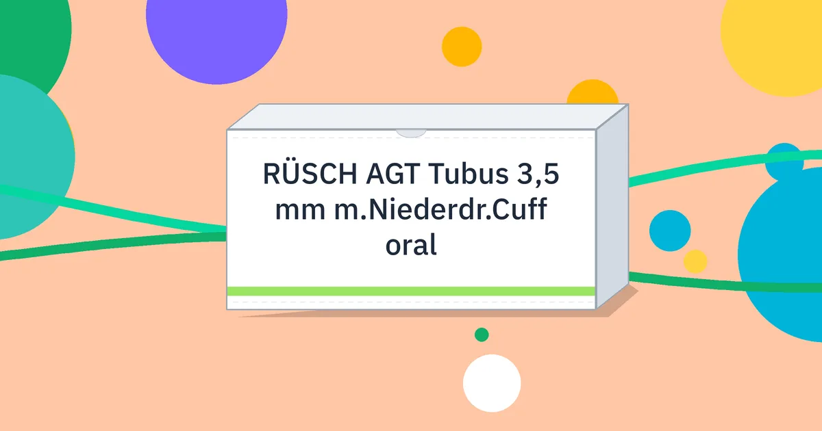 Symbolbild: Packung mit der Aufschrift RÜSCH AGT Tubus 3,5 mm m.Niederdr.Cuff oral (PZN 06636555) – Verfügbarkeit und Bezug in Apotheken in Frankfurt am Main