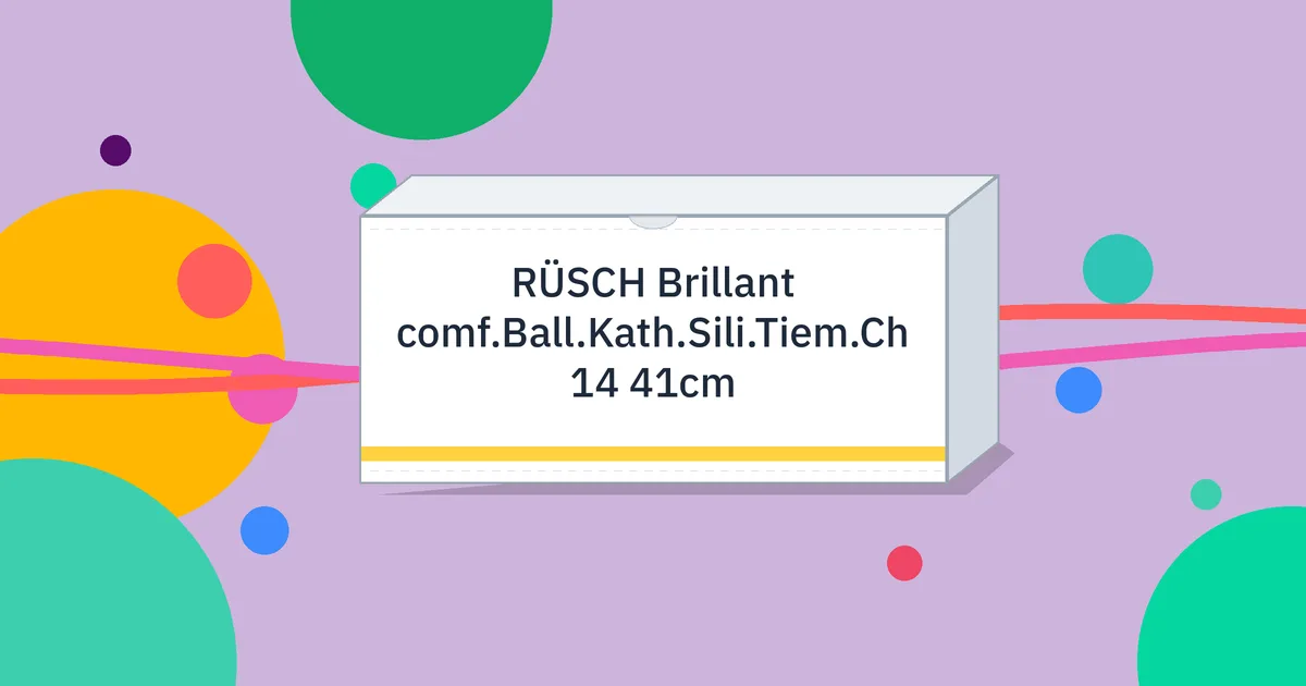 Symbolbild: Packung mit der Aufschrift RÜSCH Brillant comf.Ball.Kath.Sili.Tiem.Ch 14 41cm (PZN 02370020) – Verfügbarkeit und Bezug in Apotheken in Frankfurt am Main