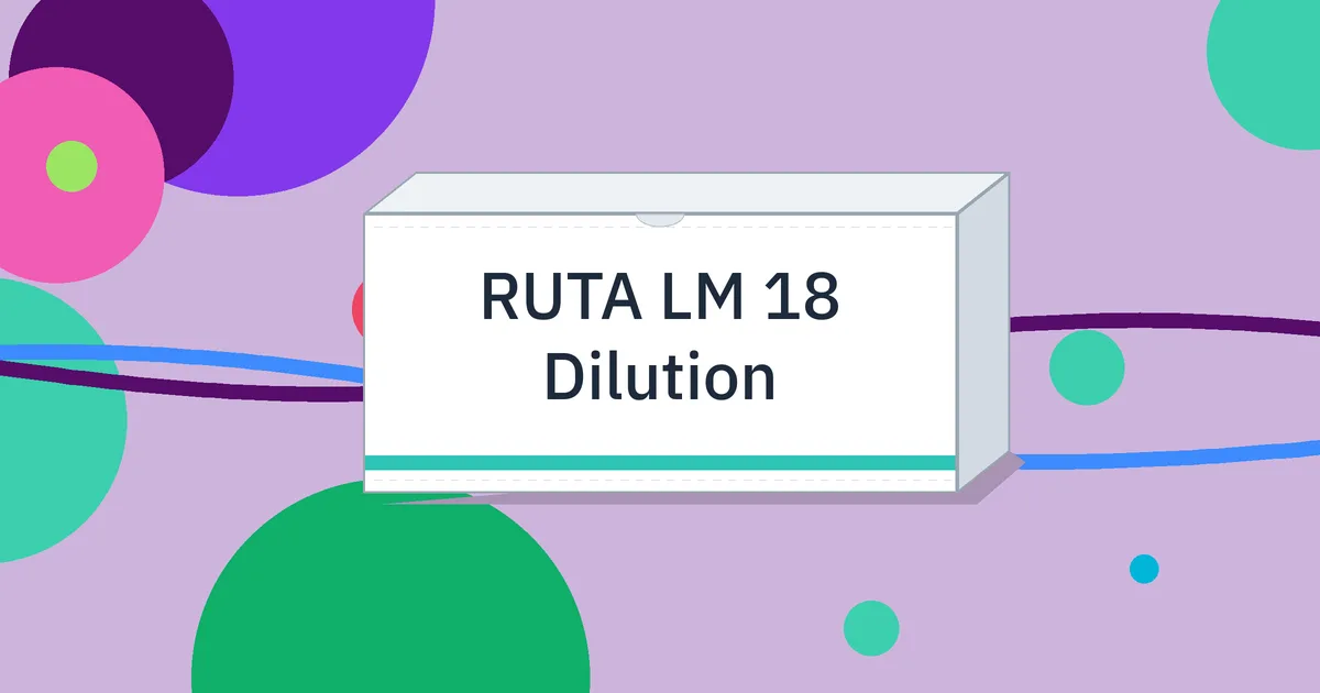 Symbolbild: Packung mit der Aufschrift RUTA LM 18 Dilution (PZN 02603607) – Verfügbarkeit und Bezug in Apotheken in Frankfurt am Main
