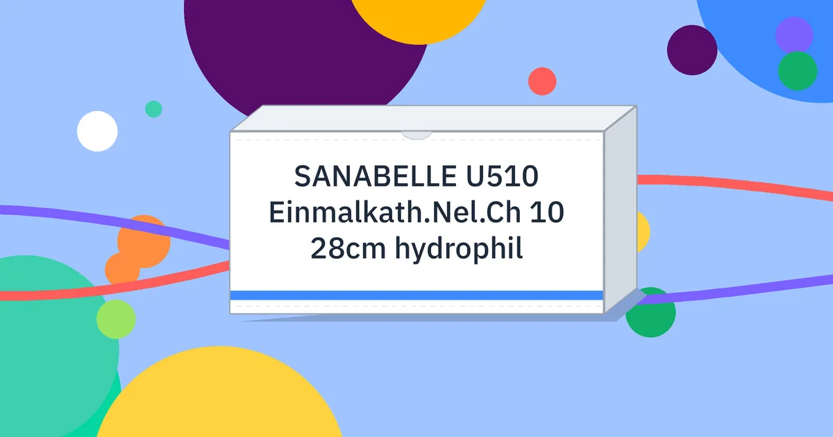 Symbolbild: Packung mit der Aufschrift SANABELLE U510 Einmalkath.Nel.Ch 10 28cm hydrophil (PZN 15269624) – Verfügbarkeit und Bezug in Apotheken in Frankfurt am Main