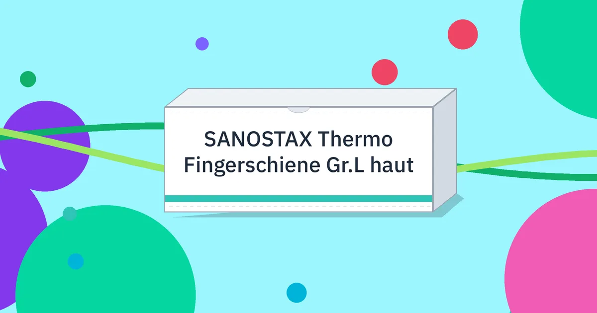 Symbolbild: Packung mit der Aufschrift SANOSTAX Thermo Fingerschiene Gr.L haut (PZN 11131840) – Verfügbarkeit und Bezug in Apotheken in Frankfurt am Main