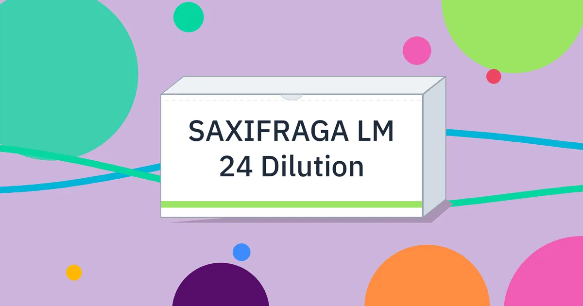 Symbolbild: Packung mit der Aufschrift SAXIFRAGA LM 24 Dilution (PZN 13688570) – Verfügbarkeit und Bezug in Apotheken in Frankfurt am Main