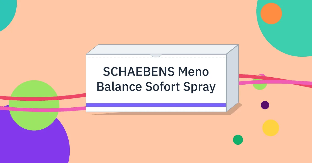 Symbolbild: Packung mit der Aufschrift SCHAEBENS Meno Balance Sofort Spray (PZN 19972562) – Verfügbarkeit und Bezug in Apotheken in Frankfurt am Main