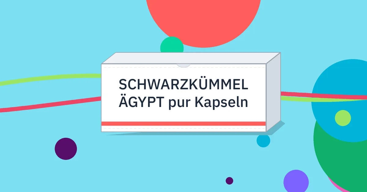Symbolbild: Packung mit der Aufschrift SCHWARZKÜMMEL ÄGYPT pur Kapseln (PZN 01050023) – Verfügbarkeit und Bezug in Apotheken in Frankfurt am Main