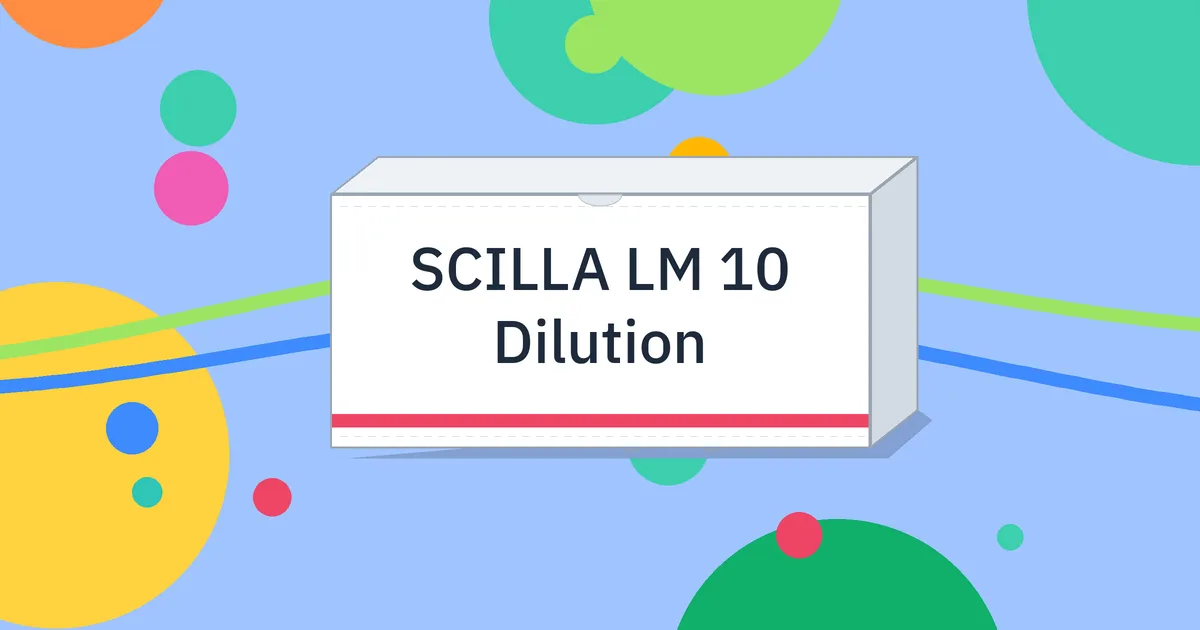 Symbolbild: Packung mit der Aufschrift SCILLA LM 10 Dilution (PZN 13183953) – Verfügbarkeit und Bezug in Apotheken in Frankfurt am Main