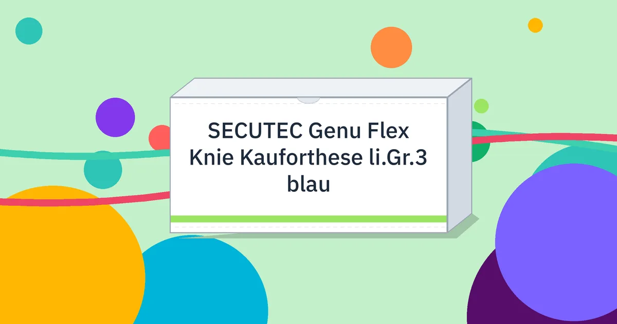 Symbolbild: Packung mit der Aufschrift SECUTEC Genu Flex Knie Kauforthese li.Gr.3 blau (PZN 18911340) – Verfügbarkeit und Bezug in Apotheken in Frankfurt am Main
