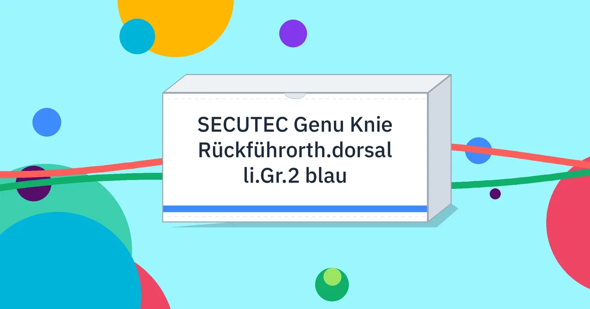 Symbolbild: Packung mit der Aufschrift SECUTEC Genu Knie Rückführorth.dorsal li.Gr.2 blau (PZN 17411316) – Verfügbarkeit und Bezug in Apotheken in Frankfurt am Main