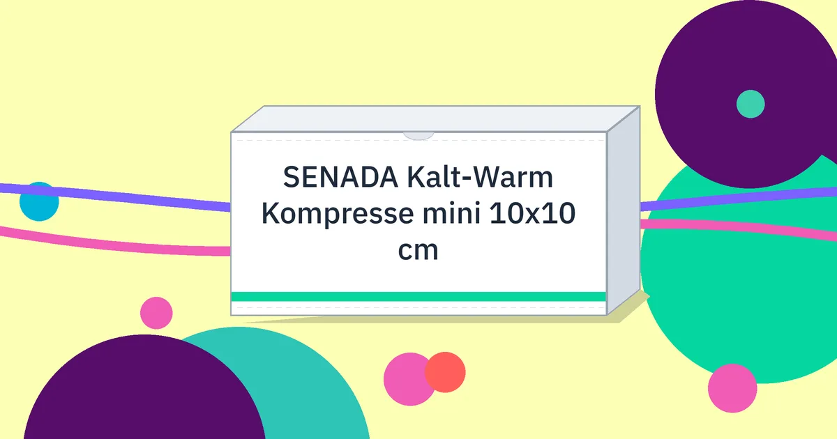 Symbolbild: Packung mit der Aufschrift SENADA Kalt-Warm Kompresse mini 10x10 cm (PZN 02253165) – Verfügbarkeit und Bezug in Apotheken in Frankfurt am Main