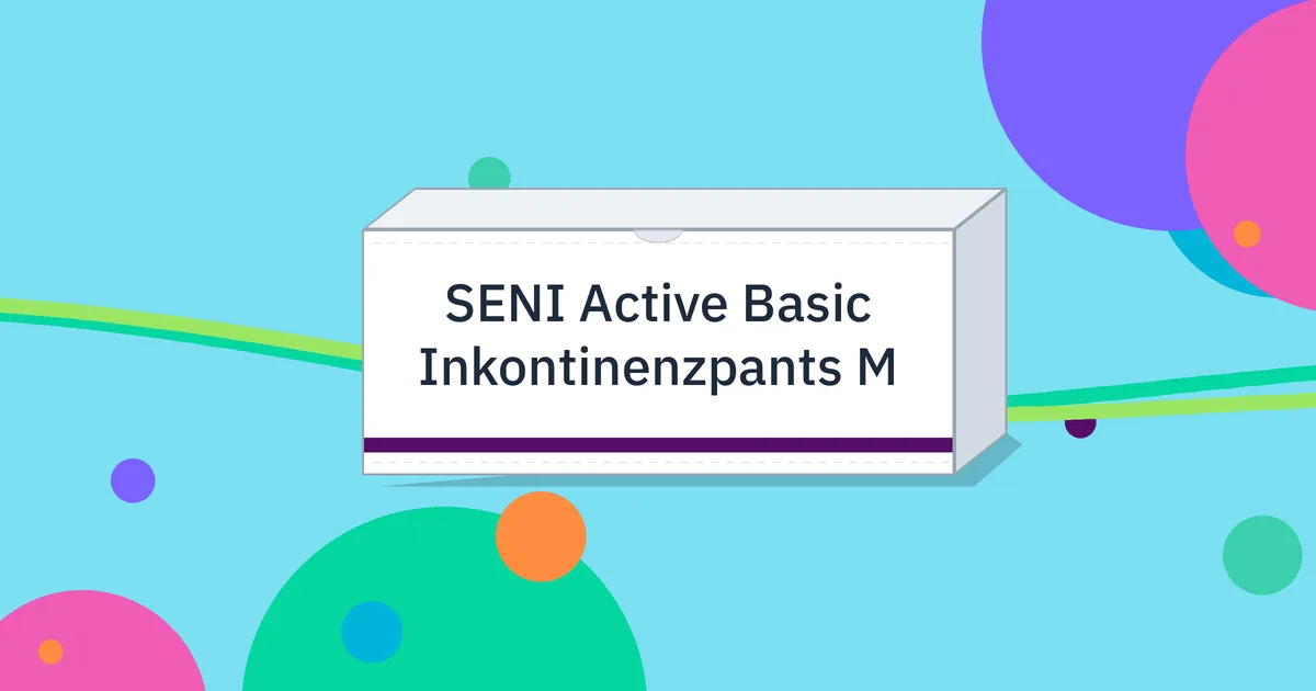 Symbolbild: Packung mit der Aufschrift SENI Active Basic Inkontinenzpants M (PZN 17400117) – Verfügbarkeit und Bezug in Apotheken in Frankfurt am Main