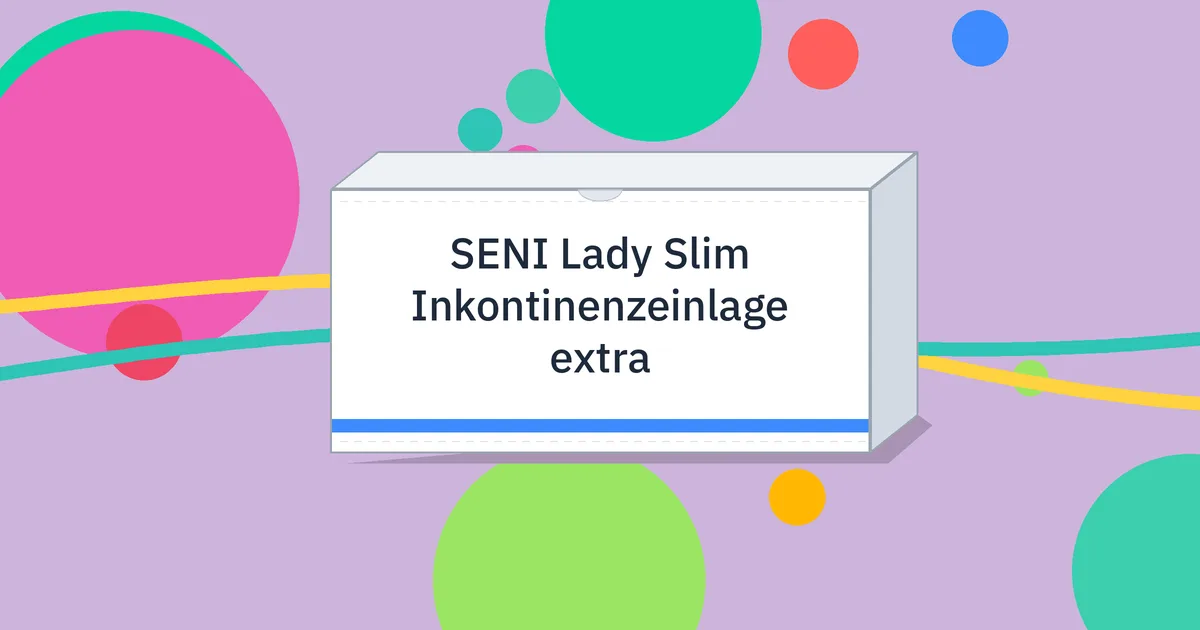 Symbolbild: Packung mit der Aufschrift SENI Lady Slim Inkontinenzeinlage extra (PZN 16617524) – Verfügbarkeit und Bezug in Apotheken in Frankfurt am Main