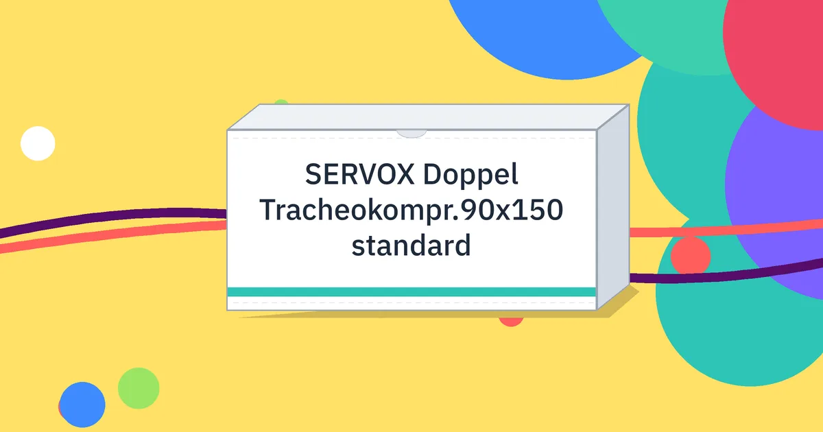 Symbolbild: Packung mit der Aufschrift SERVOX Doppel Tracheokompr.90x150 standard (PZN 07786647) – Verfügbarkeit und Bezug in Apotheken in Frankfurt am Main