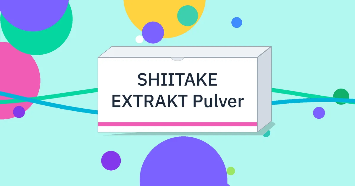 Symbolbild: Packung mit der Aufschrift SHIITAKE EXTRAKT Pulver (PZN 10230882) – Verfügbarkeit und Bezug in Apotheken in Frankfurt am Main