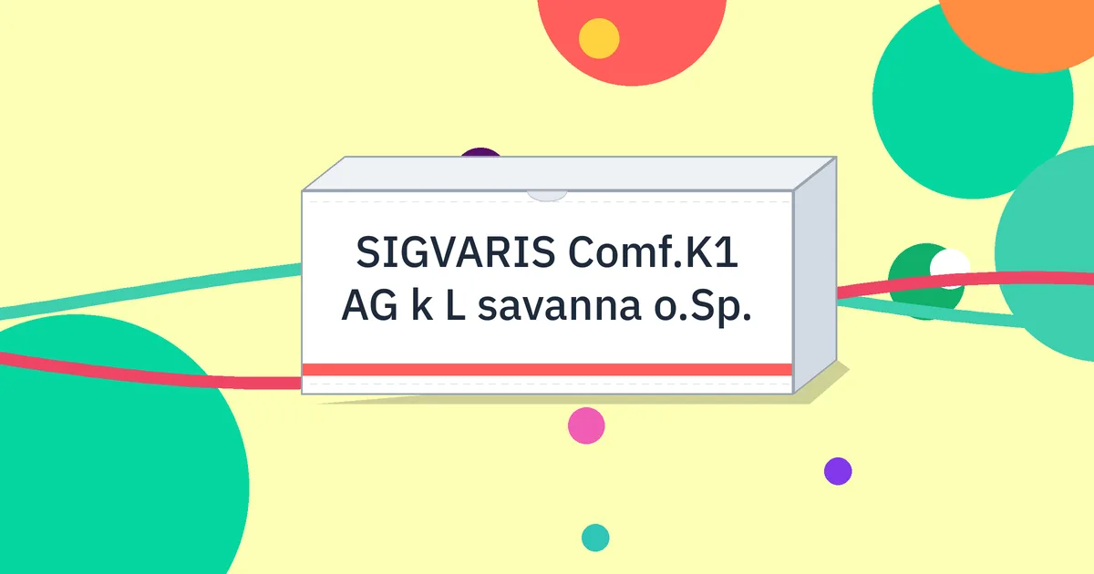 Symbolbild: Packung mit der Aufschrift SIGVARIS Comf.K1 AG k L savanna o.Sp. (PZN 17095217) – Verfügbarkeit und Bezug in Apotheken in Frankfurt am Main
