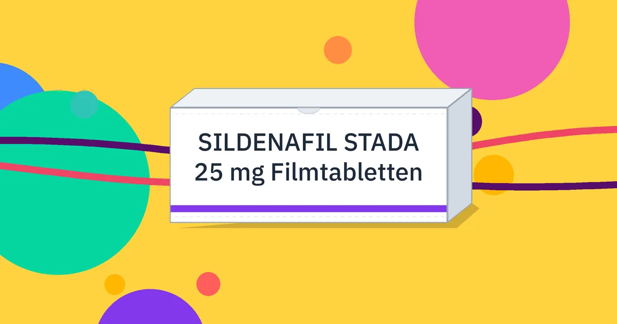 Symbolbild: Packung mit der Aufschrift SILDENAFIL STADA 25 mg Filmtabletten (PZN 01795444) – Verfügbarkeit und Bezug in Apotheken in Frankfurt am Main