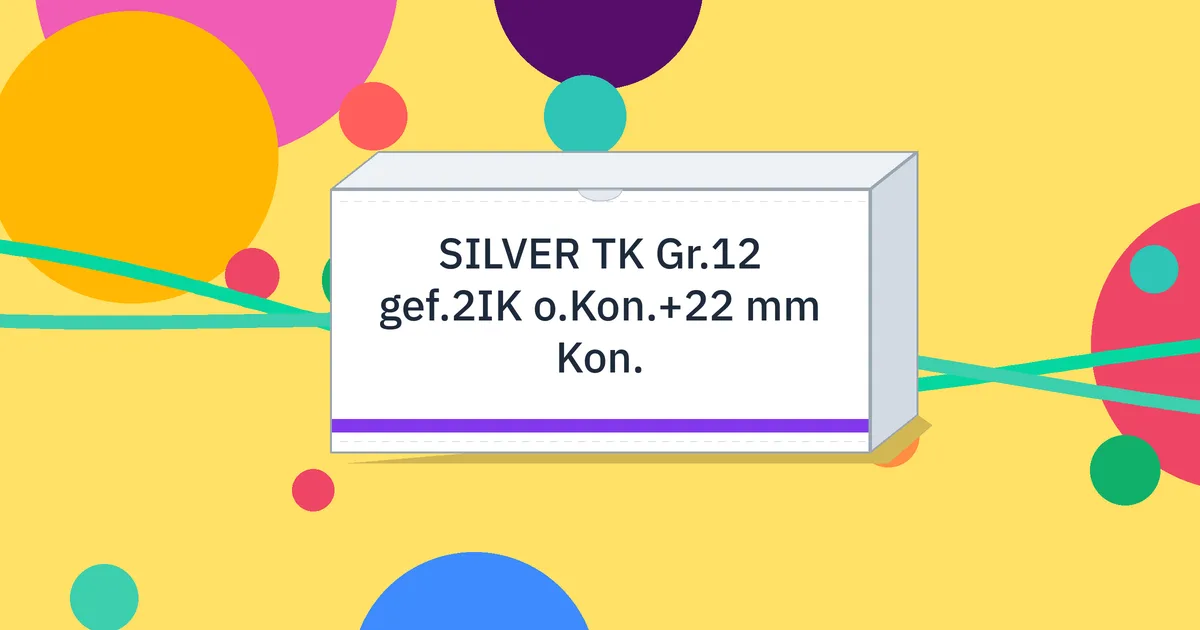 Symbolbild: Packung mit der Aufschrift SILVER TK Gr.12 gef.2IK o.Kon.+22 mm Kon. (PZN 10317436) – Verfügbarkeit und Bezug in Apotheken in Frankfurt am Main
