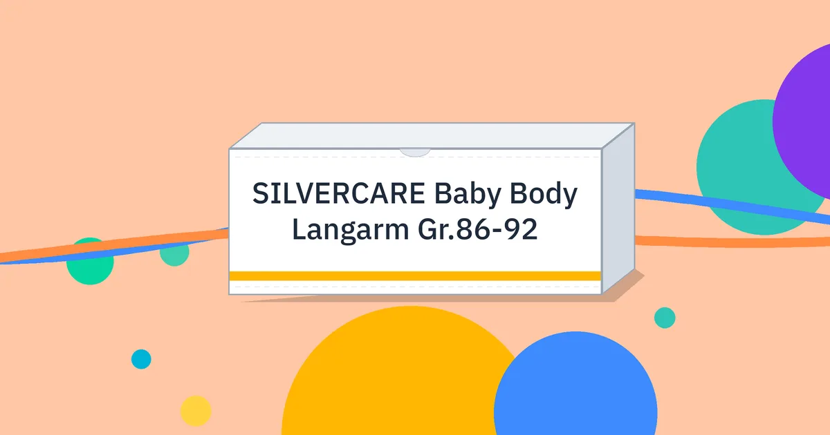 Symbolbild: Packung mit der Aufschrift SILVERCARE Baby Body Langarm Gr.86-92 (PZN 01110305) – Verfügbarkeit und Bezug in Apotheken in Frankfurt am Main