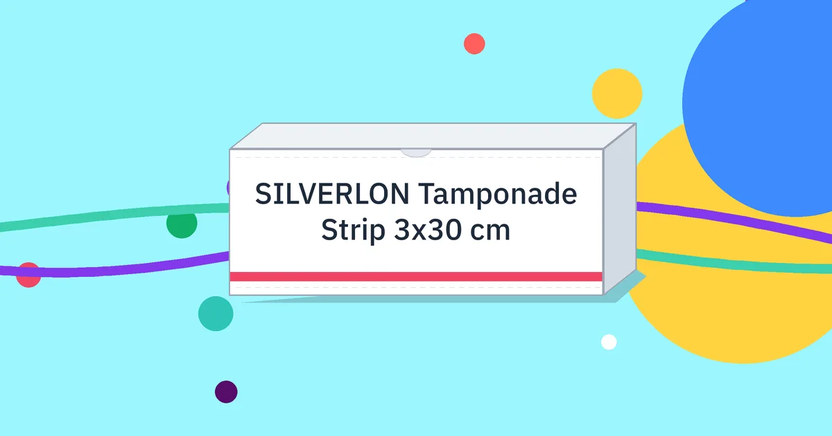 Symbolbild: Packung mit der Aufschrift SILVERLON Tamponade Strip 3x30 cm (PZN 11194266) – Verfügbarkeit und Bezug in Apotheken in Frankfurt am Main