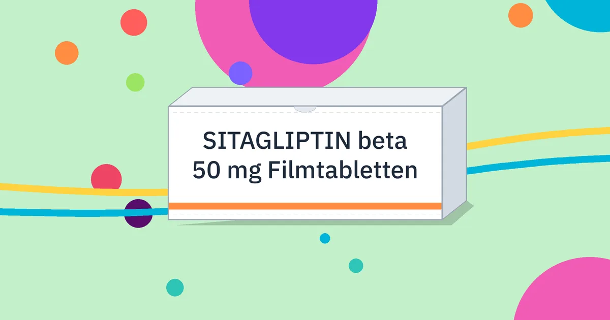 Symbolbild: Packung mit der Aufschrift SITAGLIPTIN beta 50 mg Filmtabletten (PZN 17623188) – Verfügbarkeit und Bezug in Apotheken in Frankfurt am Main