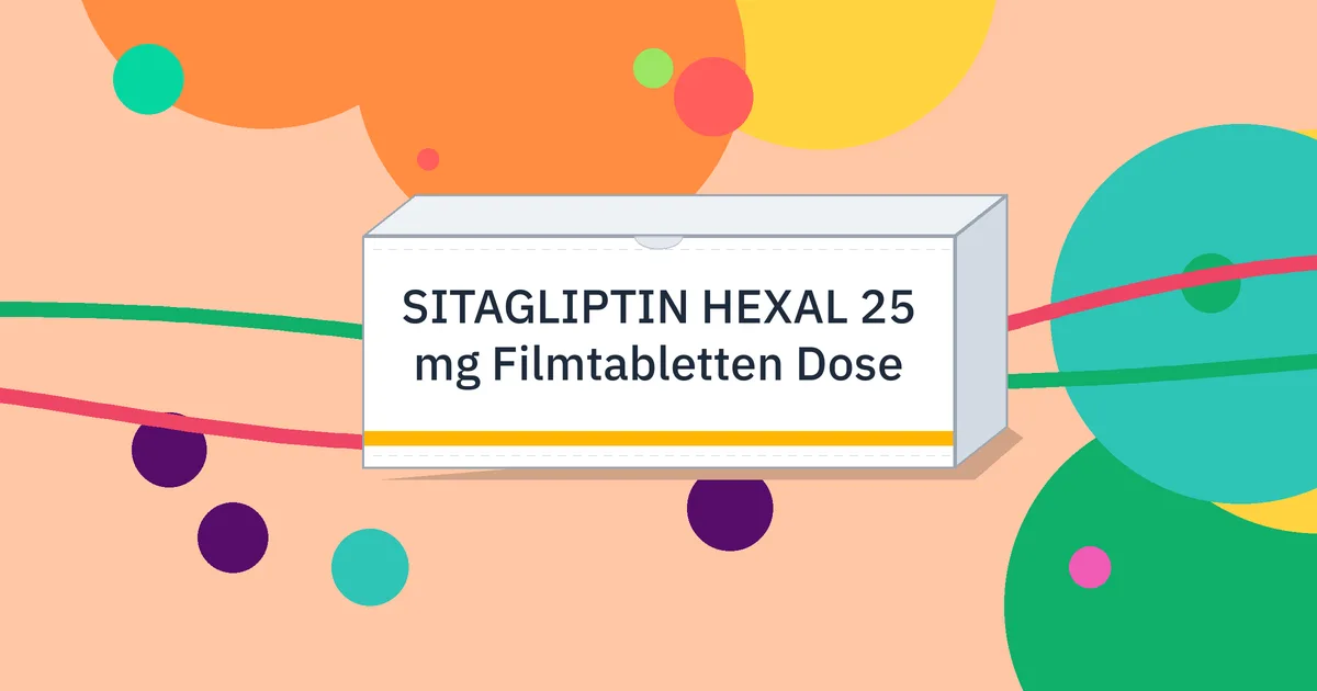 Symbolbild: Packung mit der Aufschrift SITAGLIPTIN HEXAL 25 mg Filmtabletten Dose (PZN 17816875) – Verfügbarkeit und Bezug in Apotheken in Frankfurt am Main