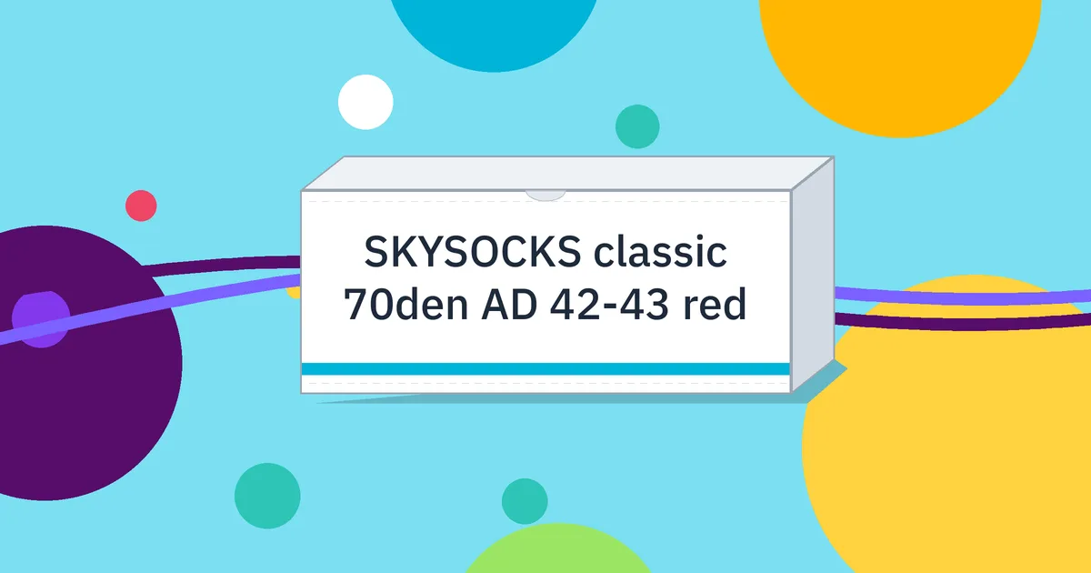 Symbolbild: Packung mit der Aufschrift SKYSOCKS classic 70den AD 42-43 red (PZN 18663994) – Verfügbarkeit und Bezug in Apotheken in Frankfurt am Main