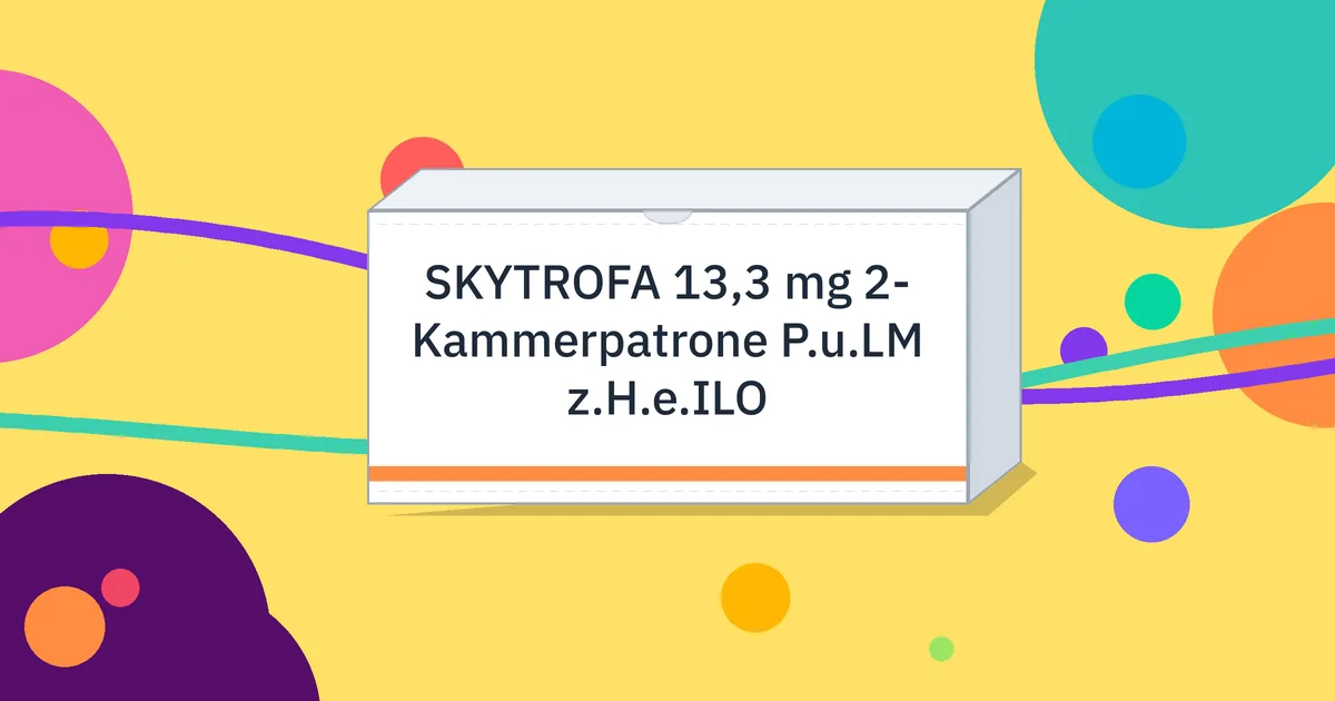 Symbolbild: Packung mit der Aufschrift SKYTROFA 13,3 mg 2-Kammerpatrone P.u.LM z.H.e.ILO (PZN 18231757) – Verfügbarkeit und Bezug in Apotheken in Frankfurt am Main