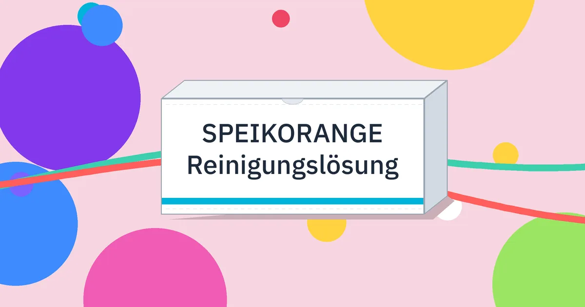 Symbolbild: Packung mit der Aufschrift SPEIKORANGE Reinigungslösung (PZN 00483197) – Verfügbarkeit und Bezug in Apotheken in Frankfurt am Main