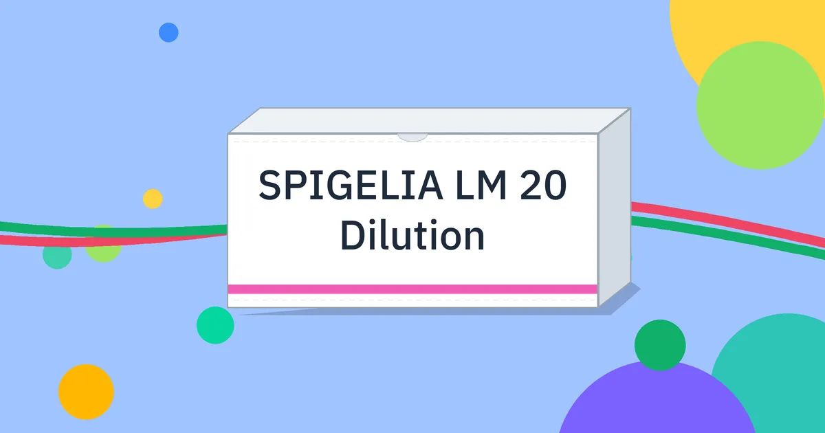 Symbolbild: Packung mit der Aufschrift SPIGELIA LM 20 Dilution (PZN 13195241) – Verfügbarkeit und Bezug in Apotheken in Frankfurt am Main