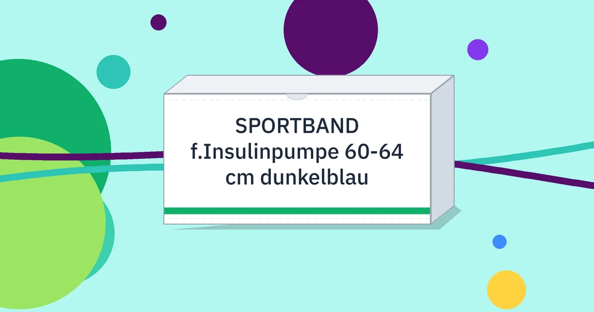 Symbolbild: Packung mit der Aufschrift SPORTBAND f.Insulinpumpe 60-64 cm dunkelblau (PZN 11552702) – Verfügbarkeit und Bezug in Apotheken in Frankfurt am Main