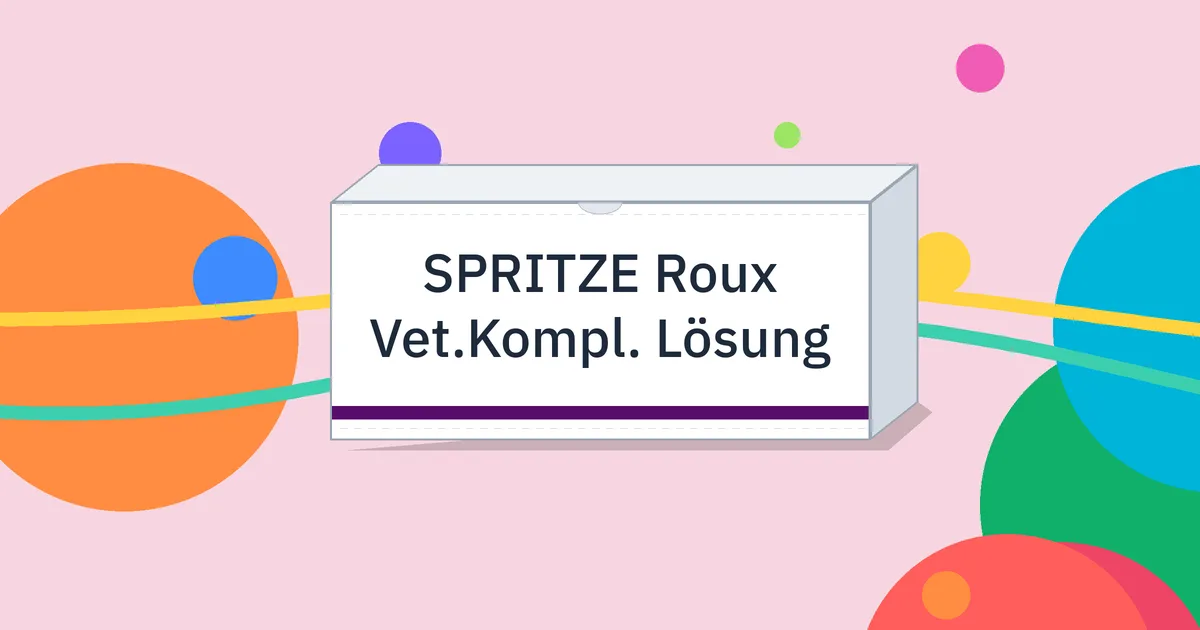 Symbolbild: Packung mit der Aufschrift SPRITZE Roux Vet.Kompl. Lösung (PZN 02009436) – Verfügbarkeit und Bezug in Apotheken in Frankfurt am Main