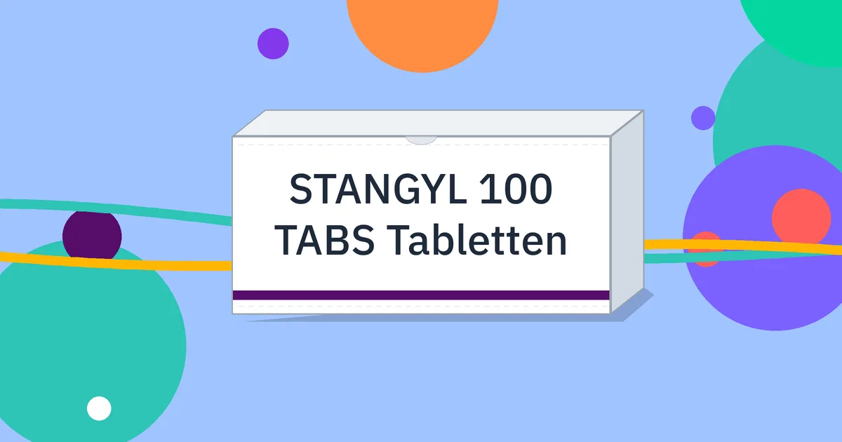 Symbolbild: Packung mit der Aufschrift STANGYL 100 TABS Tabletten (PZN 03547621) – Verfügbarkeit und Bezug in Apotheken in Frankfurt am Main