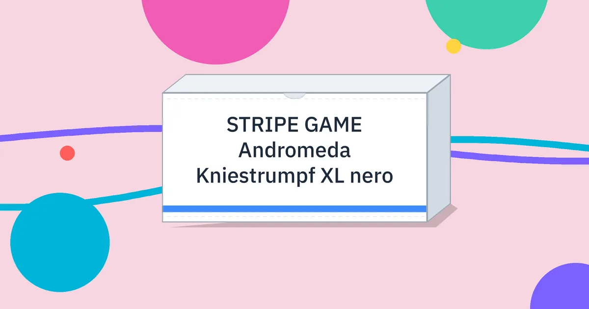 Symbolbild: Packung mit der Aufschrift STRIPE GAME Andromeda Kniestrumpf XL nero (PZN 20209475) – Verfügbarkeit und Bezug in Apotheken in Frankfurt am Main