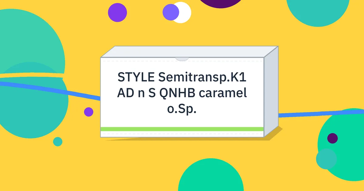 Symbolbild: Packung mit der Aufschrift STYLE Semitransp.K1 AD n S QNHB caramel o.Sp. (PZN 18869313) – Verfügbarkeit und Bezug in Apotheken in Frankfurt am Main