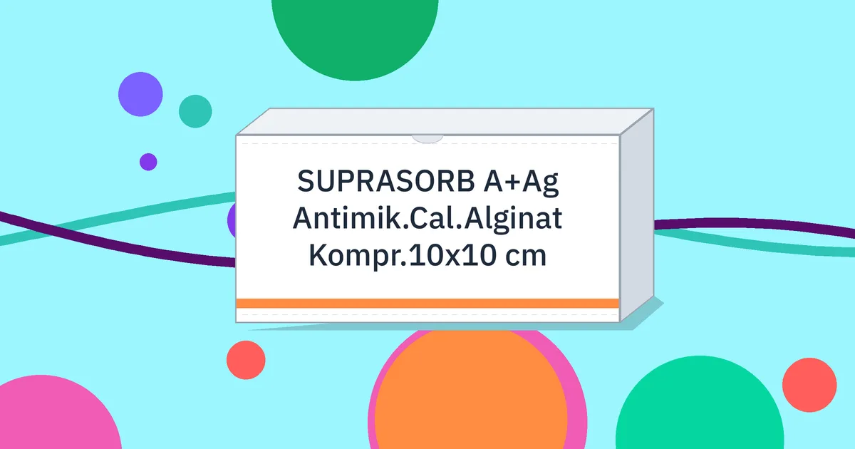Symbolbild: Packung mit der Aufschrift SUPRASORB A+Ag Antimik.Cal.Alginat Kompr.10x10 cm (PZN 16133915) – Verfügbarkeit und Bezug in Apotheken in Frankfurt am Main
