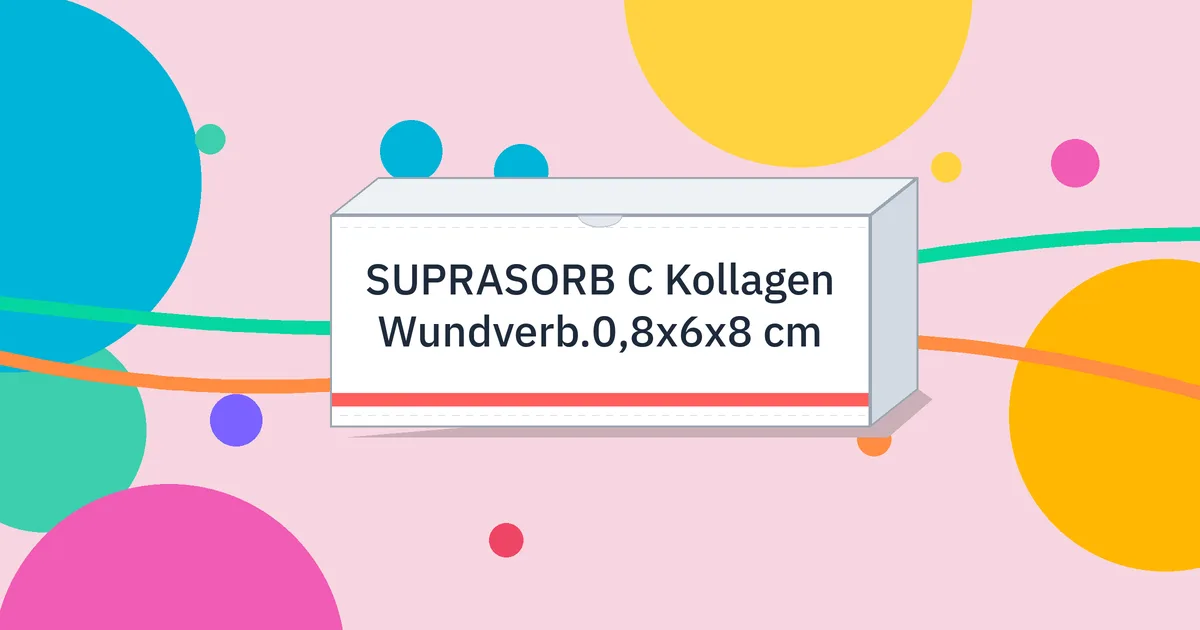 Symbolbild: Packung mit der Aufschrift SUPRASORB C Kollagen Wundverb.0,8x6x8 cm (PZN 13780755) – Verfügbarkeit und Bezug in Apotheken in Frankfurt am Main