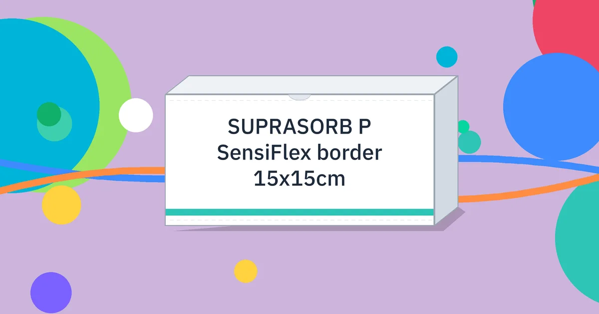 Symbolbild: Packung mit der Aufschrift SUPRASORB P SensiFlex border 15x15cm (PZN 20085004) – Verfügbarkeit und Bezug in Apotheken in Frankfurt am Main