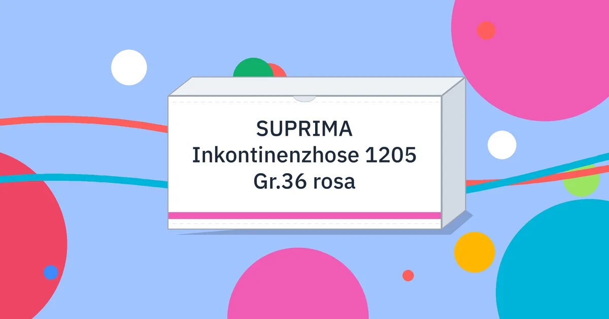 Symbolbild: Packung mit der Aufschrift SUPRIMA Inkontinenzhose 1205 Gr.36 rosa (PZN 03019649) – Verfügbarkeit und Bezug in Apotheken in Frankfurt am Main