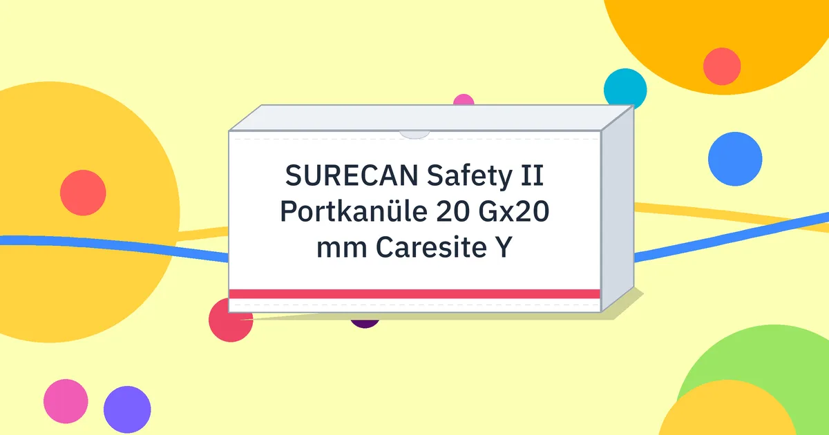 Symbolbild: Packung mit der Aufschrift SURECAN Safety II Portkanüle 20 Gx20 mm Caresite Y (PZN 12647474) – Verfügbarkeit und Bezug in Apotheken in Frankfurt am Main